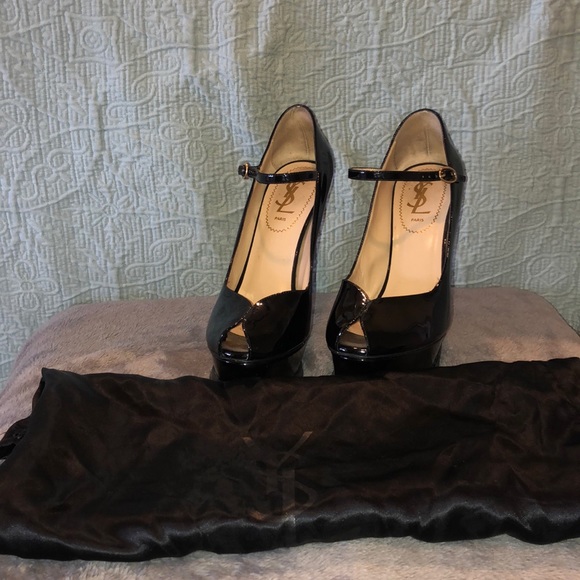 Yves Saint Laurent | Shoes | Ysl Patent Leather Peeptoe Platform ...